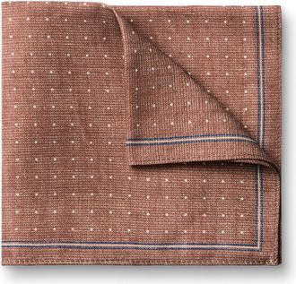 CHARLES TYRWHITT Einstecktuch aus Leinen-Seide-Mix mit Punkten - Camel