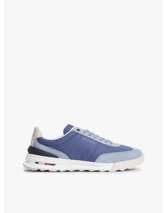 Tommy Hilfiger Retro-Sneaker mit Strukturmix in Blau-Bunt und dicker Sohle