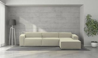 Talamo Italia Sofa mit Halbinsel Raffaella, modulares 4-Sitzer-Sofa mit rechter Halbinsel, Stoffsofa, 100 % Made in Italy, 340 x 170 x 70 cm, Beige