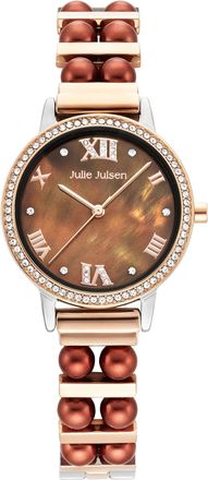 Julie Julsen Damenuhr Edelstahl bicolor mit synth. Perlen braun