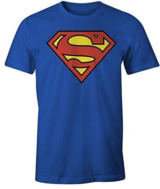 Superman Homme Superman Logo Classique T shirt, Bleu (Cobalt), M EU