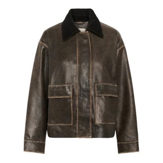 Soaked In Luxury Veste en cuir SLFiorella - Femme - Vestes - Brun - Taille: 36 FR
