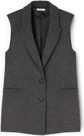 Motivi Femme, Vestes, Gris, Taille: 34 FR Gilet Tailleur Teint en Fil avec Revers