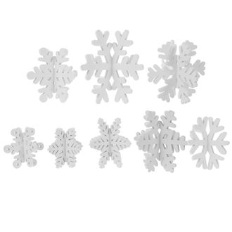 BESPORTBLE 8 St&uuml;ck Teiliges Schneeflocken Holzdekor Wei&szlig; Winterliche Weihnachtsdekoration f&uuml;r Tisch Regal Mantel Platzsparende Holz Schneeflocken Ornamente zum B