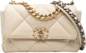 Chanel Sac &agrave; rabat Medium 19 Pre-owned - Femme - Pre-owned - Beige - Taille: ONE Size