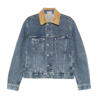 J.W.Anderson Homme, Vestes, Bleu, Taille: L Veste en jean &agrave; col en velours c&ocirc;tel&eacute;