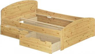 Erst-Holz Funktionsbett Doppelbett 3 Bettkasten 180x200 Seniorenbett Ehebett Massivholz Kiefer 60.50-18 oR