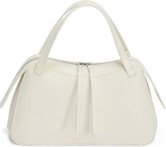 Jil Sander embossed logo dune leather shoulder bag - Tons neutres