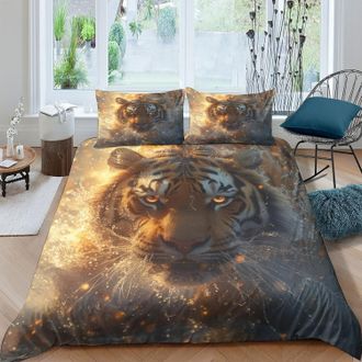 Generic Tiertiger Mädchen Junge Kinder 3D Gedruckter 200X200 cm Bettbezug Set Bettwäschegarnitur Bettwäsche Weich Microfaser Und 2 Kissenbezüge Reissverschlus