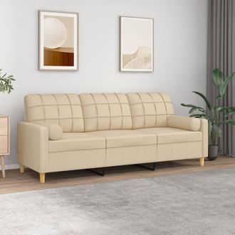 vidaXL 3-Sitzer-Sofa mit Zierkissen Creme 180 cm Stoff Vidaxl