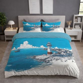 Generic Bettw&auml;sche 135 x 200 cm 2teilig Blau - Bettbezug 135 x 200 cm 2er Set mit Kissenbez&uuml;ge 80x80 cm Atmungsaktiv Leicht Anti-Pilling bettw&auml;sche mit Rei&szlig;ve