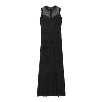 Ermanno Scervino Langes T&uuml;llkleid mit Spitzeneins&auml;tzen - - Dresses - Damen - Schwarzk - S