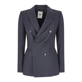 Pantaloni Torino Blazer en Laine Double Boutonnage - Femme - Vestes - Bleu - Taille: 42 FR