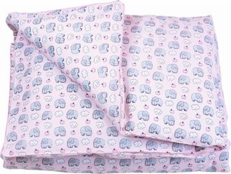 Blond Amsterdam Kinderbettwäsche 110x125 cm Pink Elephant - Bettbezug aus 100% Baumwolle mit Kissenbezug - Rosa Elefantenmotiv für Mädchenzimmer