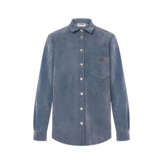 Moschino Homme, Chemises, Bleu, Taille: S Chemise en denim floqu&eacute;