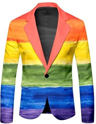 Generic Veste arc-en-ciel pour homme - Costume CSD - Blazer slim fit Pride Month - Veste de costume attrayante pour carnaval, festival, d&eacute;fil&eacute;, 005., 3XL