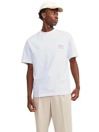 Jack & Jones Jorsantorini Back Tee SS Crew Neck Sn T-Shirt, Blanc &eacute;clatant, M Homme
