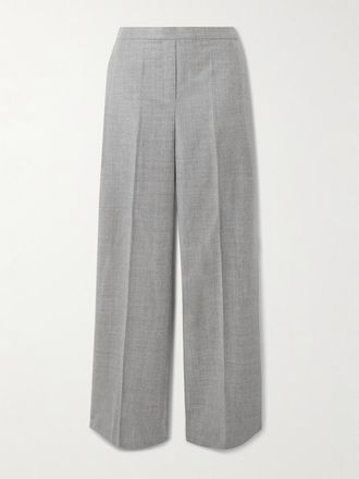 Theory Pantalon Large En Flanelle De Laine À Plis - Gris