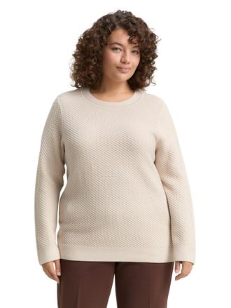Tom Tailor Damen 1049548 Plus Size-Loose Fit Strickpullover aus Baumwolle, 29517-Sand Stone Beige, 54