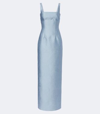 Emilia Wickstead Robe longue Micheline en cloqu&eacute; &agrave; fleurs
