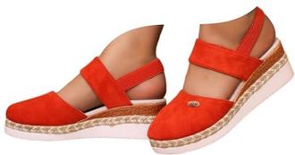 Generic Sandales compens&eacute;es &agrave; bout ferm&eacute; pour femme, espadrilles &agrave; talons bas, semelle compens&eacute;e &agrave; bout ferm&eacute;, &eacute;lastique, coupe large, sangle de cheville r&eacute;gl