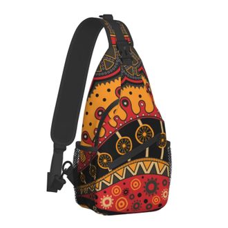 AOOEDM African Ethno Tribal Pattern Sling Bag für Damen Herren, Umhängetaschen Casual Sling Rucksack Brusttasche Reisen Wandern Daypack für Outdoor