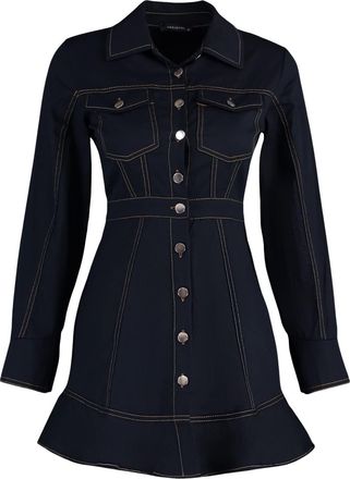 Trendyol Damen Navy Blau Button Detailliert Mini Woven Shirt Kleid Twoaw23el01424 Dress, Navy Blue, 38 EU