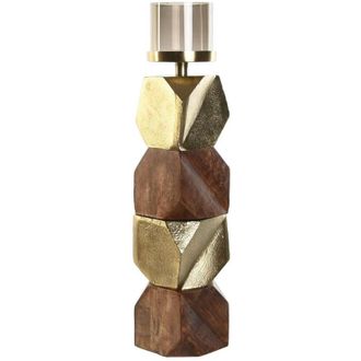 DKD Home Decor Bougeoir Aluminium Mangue 10X10X51,5 Dor&eacute;