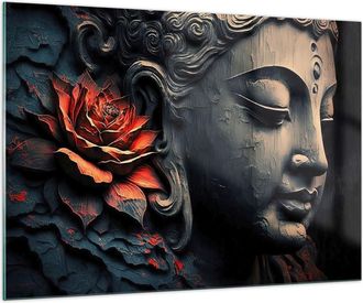 Arttor Bilder auf Glas 100x70cm Glasbild Buddha Indien Meditation Groß Wanddeko Bild im Glas Schlafzimmer Küche Deko Wandbilder Dekoration Wohnzimmer Modern 