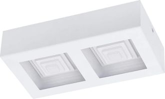 Eglo LED Deckenleuchte Ferreros, 2 flammige Deckenlampe, Wohnzimmerlampe, Küchenlampe aus Stahl und Kunststoff, Flurlampe Decke in Weiß