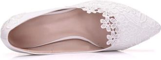 BESPORTBLE Chaussures &agrave; Talons Hauts en Dentelle Blanche Escarpins Pointus &Eacute;l&eacute;gants pour Mariage Talons 5 CM Confortables Chaussures Femme Chic pour C&eacute;r&eacute;monie et