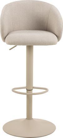 Möbelando Barhocker >Eleanor< mit Drehfunktion & Fußstütze, Sitzhöhe höhenverstellbar 65?86 cm, Stoff beige, pulverbeschichtetes Stahlgestell grau-beige, Modell
