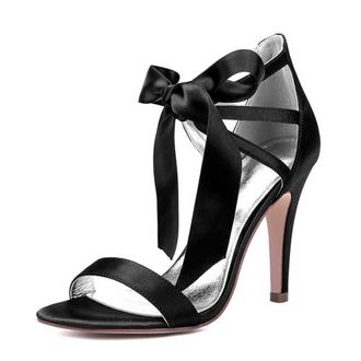 Generic Escarpins Femme Bout Ouvert Mariée Stylet Talons Sandales Chaussures De Mariee Bal Dress Fête Bridal 10.5Cm,Noir,39 EU