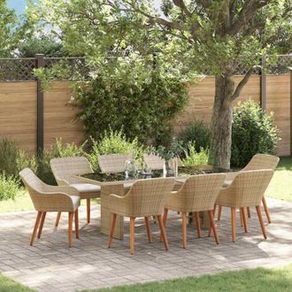vidaXL vidaXL Ensemble de salle &agrave; manger pour jardin 9 pcs Beige polyrotin