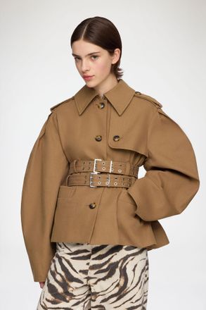 Ganni Veste en toile Beige Dor&eacute; Coton biologique - Taille 40 - Pour Femme