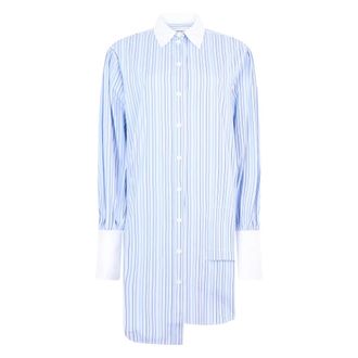 Moschino Gestreiftes asymmetrisches Hemdblusenkleid - - Dresses - Damen - Blau - S