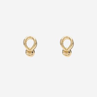 Bottega Veneta Womens Knot Earrings Yellow Gold Silver