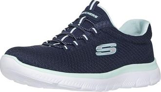 Skechers Femme Summits Sneaker, Navy Mesh/Aqua Trim, 38 EU Large