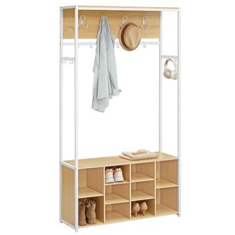 Vasagle Kleiderst&auml;nder, Garderobe, Eingangsm&ouml;bel mit Schuhregal, offene F&auml;cher, Kleiderhaken, verstellbare Ablagen, Industrie-Stil, f&uuml;r Flur, Eingangsbereich,