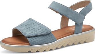 Jana Damen Sandalen flach mit Klettverschluss Vegan, Blau (Denim), 38 EU