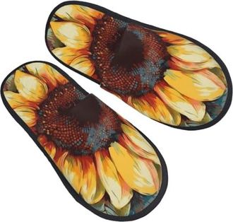 Generic Chaussons Peinture Couleur Tournesol Épais Pantoufles Doux Chaussons Maison Pour Chambre De Camping Outdoor M