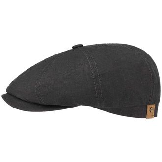 Stetson Hatteras Flat Cap Leinen Damen Herren Baumwollfutter UV 40+ Schirmmütze Frühjahr Sommer schwarz 57 cm