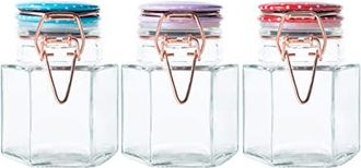 hOme Home Basic Vorratsdosen, Rosa/Rot/Hellblau, 3 Einheiten