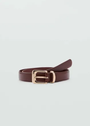 Mango Ceinture boucle carr&eacute;e marron - Femme - XL - MANGO
