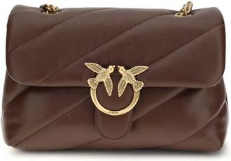 Pinko Braun Rindsleder Bos Taurus Schultertasche