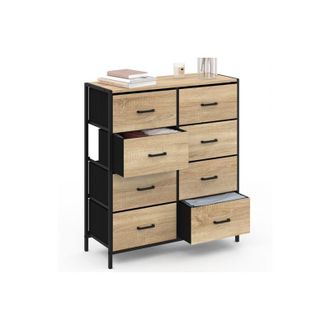 IDMarket Idmarket - Kommode mit 8 Schubladen aus Stoff utah 80 cm Aufbewahrungsm&ouml;bel Industriedesign
