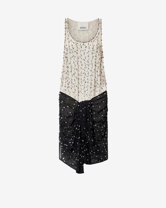 Isabel Marant Robe Milea En Soie - Femme - Noir Et &Eacute;cru - Taille34 - Isabel Marant