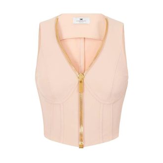 Elisabetta Franchi &Auml;rmelloses Oberteil aus technischem Stoff - - Tops - Damen - Rosa - XS