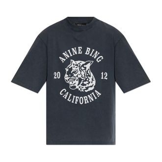Anine Bing Avi Tee Collegiate Leopard - - Tops - Damen - Grau - XS
