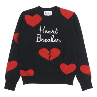 Saint Barth Femme, Pulls, Noir, Taille: 36 FR Pull Ras du Cou Avec Broderie Heart Breaker